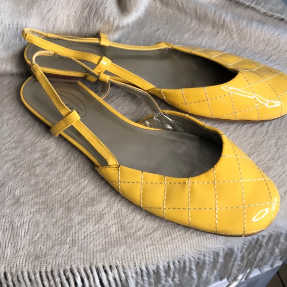 Talbots | Shoes | Talbots Yellow Patent Leather Sling Back Ballet Flats ...